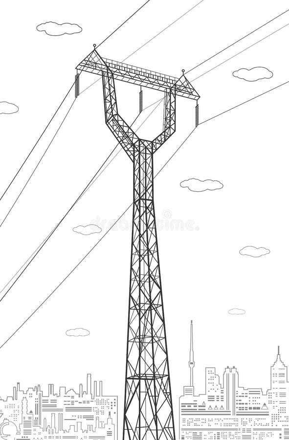 High Voltage Transmission Systems. Electric Pole. Power Lines. a ...