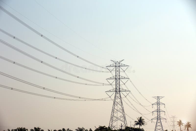 High-voltage Transmission Tower and Electricity Voltage Wiring Cable ...