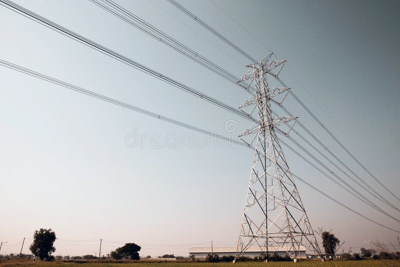 High-voltage Transmission Tower and Electricity Voltage Wiring Cable ...