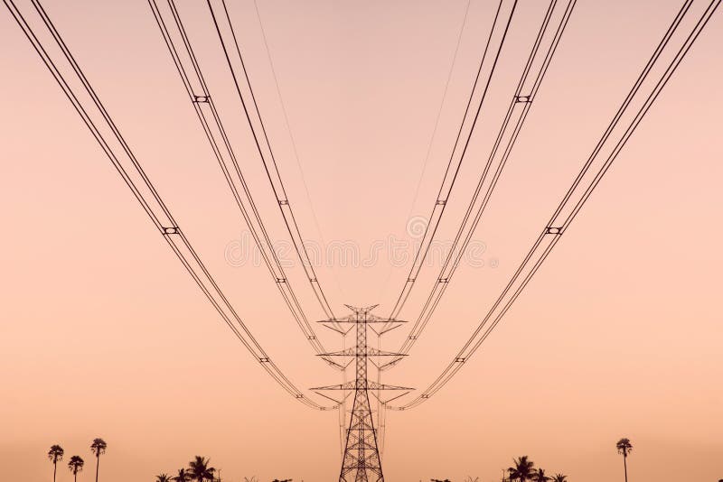 High-voltage Transmission Tower and Electricity Voltage Wiring Cable ...