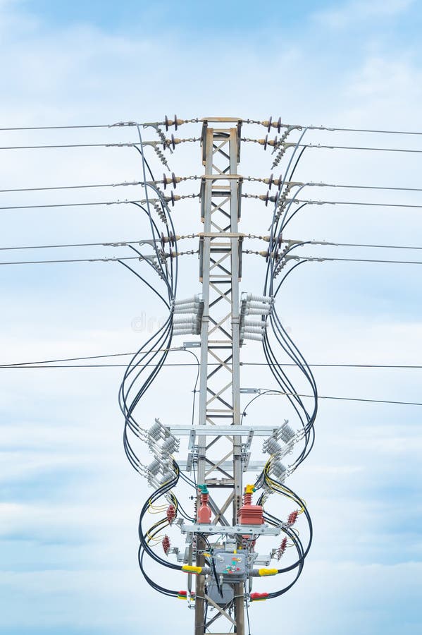 High-voltage Transmission Tower Vertical Composition Stock Image ...