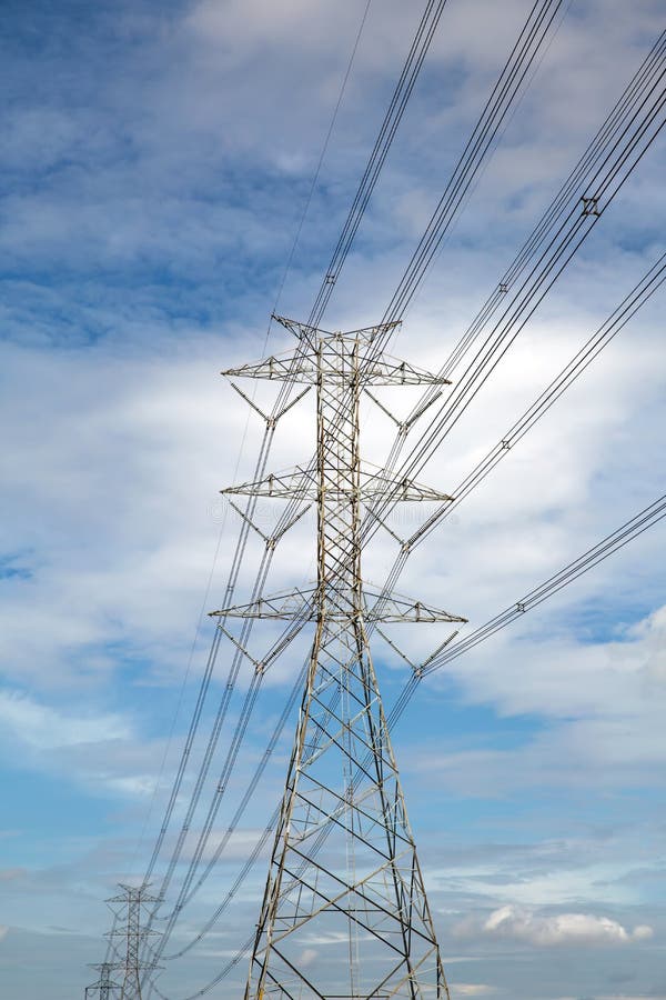 High-voltage Transmission Tower and Electricity Voltage Wiring Cable ...