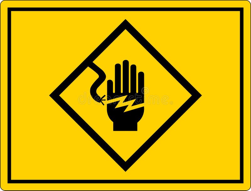 High Voltage Warning Sign Electrical Symbol Hand Shock Stock Vector ...