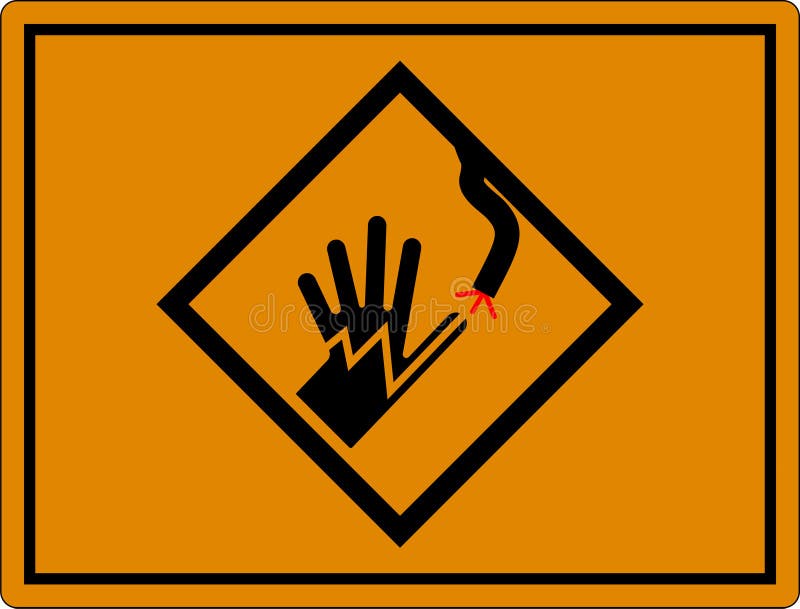 High Voltage Warning Sign Electrical Symbol Hand Shock Stock Vector ...
