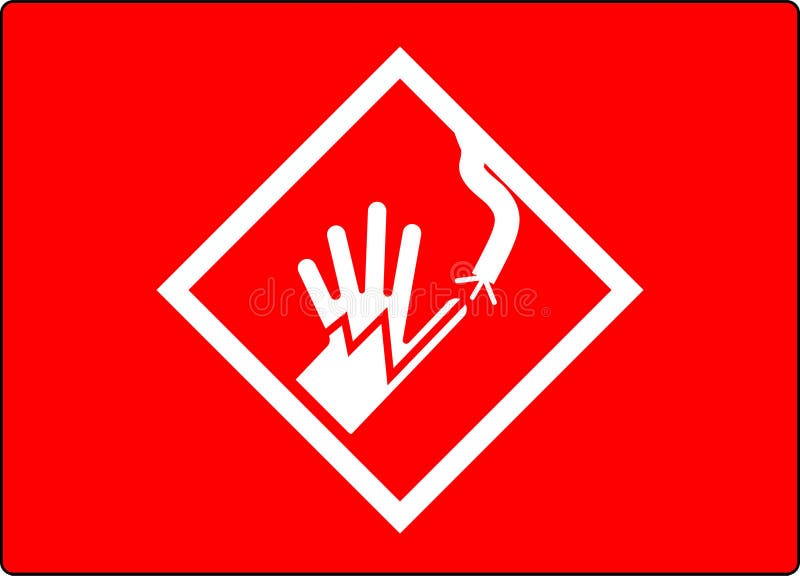 High Voltage Warning Sign Electrical Symbol Hand Shock Stock Vector ...