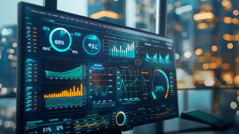 High Volume Data Display on Computer Screen Stock Photo - Image of ...