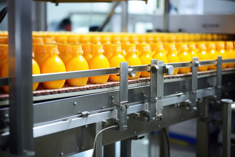 High-Volume Industrial Machine Extracting Fresh Orange Juice Stock ...