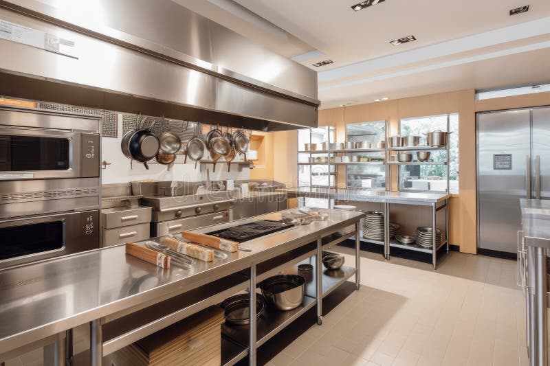 High-volume Kitchen with Multiple Stations for Different Cooking ...
