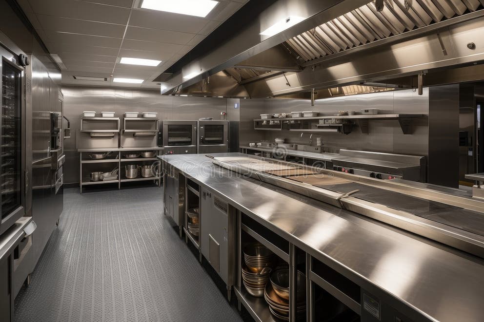 High-volume Kitchen with Multiple Stations for Different Cooking ...