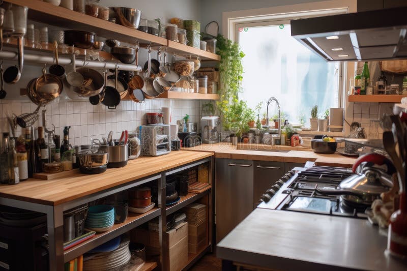 High-volume Kitchen with Smooth Workflow, Stocked with Ingredients and ...