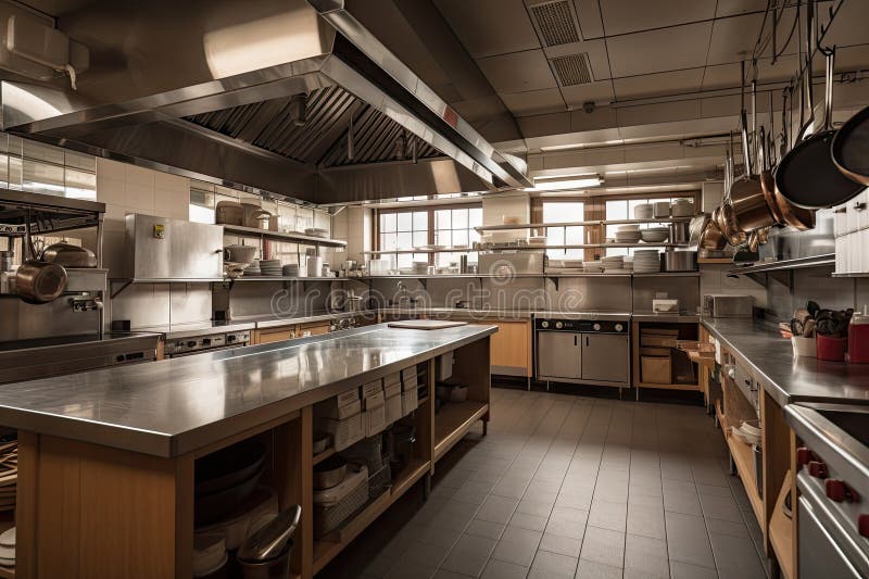 High-volume Kitchen with Various Cooking Methods and Tools, Including ...