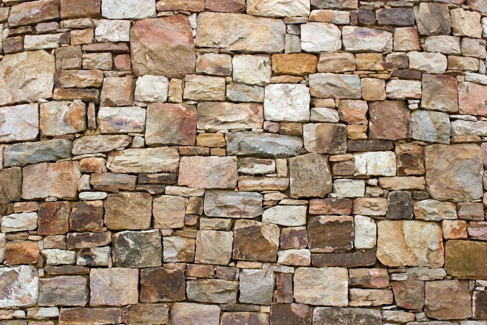 Stone Wall Consisting of Mainly Square Stone Blocks Stock Photo - Image ...