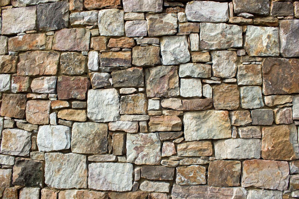 Stone Wall of Square Stone Blocks Stock Image - Image of square, worked ...