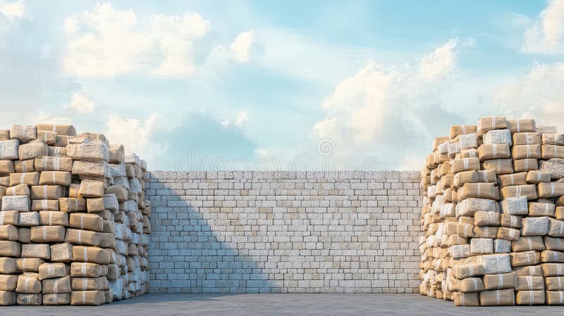 A High Wall Separating Two Markets with Goods Piled Up on Either Side ...