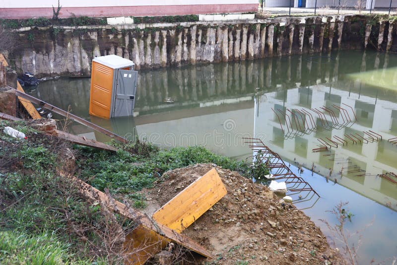 High Water at the Construction Site Stock Image - Image of site, high ...