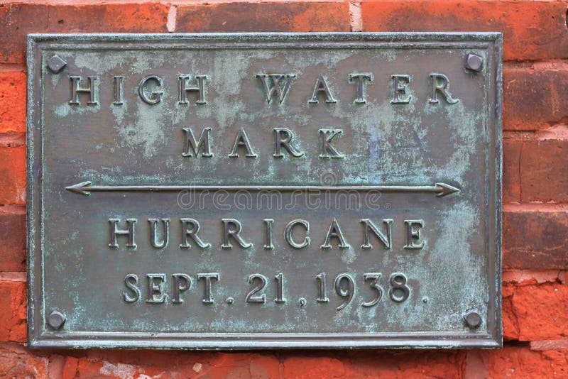 High Water Mark Monument on Brick Wall Stock Image - Image of flooding ...