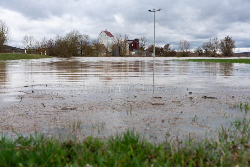 High Water of a Small River on the Fields in Spring Stock Photo - Image ...