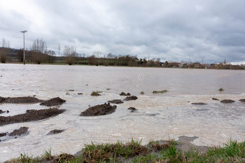 High Water of a Small River on the Fields in Spring Stock Image - Image ...