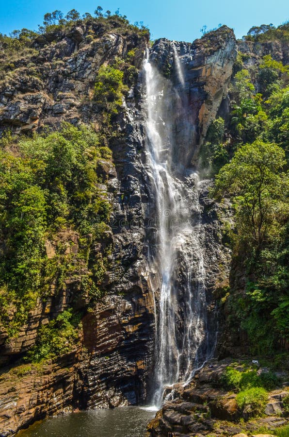 Strong Waterfall Located at a National Park in Brazil Stock Photo ...