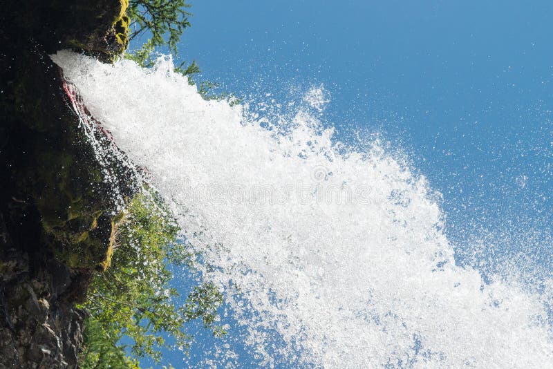 High Waterfall Flow on Blue Sky Background Stock Image - Image of life ...