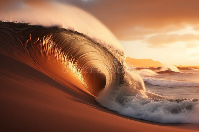 A Storm in the Middle of the Ocean with Huge Waves and Grey Stock Photo ...