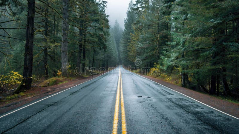 High Way To Forest. Generative AI Stock Photo - Image of landscape ...
