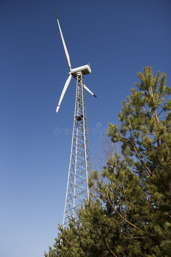 High Windmill on the Edge of the Forest Stock Image - Image of daylight ...