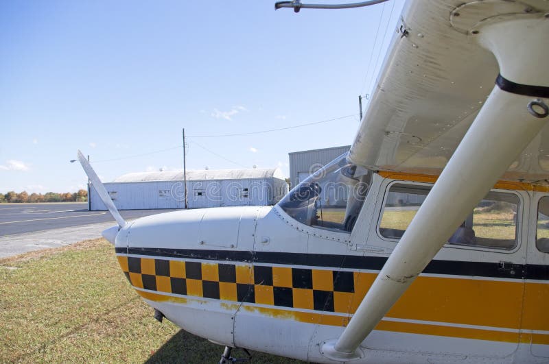 High Wing Civil Aviation Airplane from the Left Side Stock Photo ...