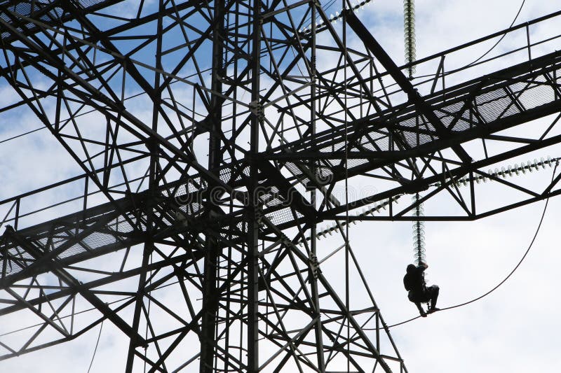 High Wire Electrician stock photo. Image of insulator - 4971728