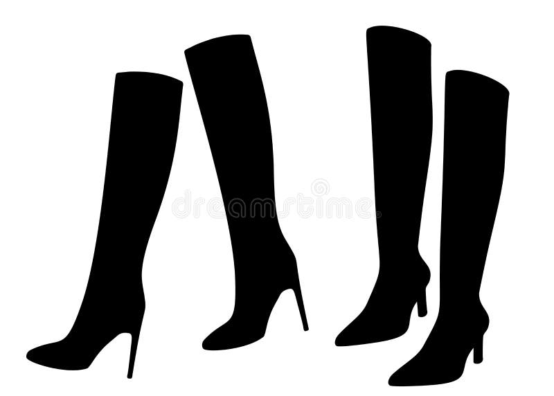 High Womens Boots with Heels in the Set Stock Vector - Illustration of ...