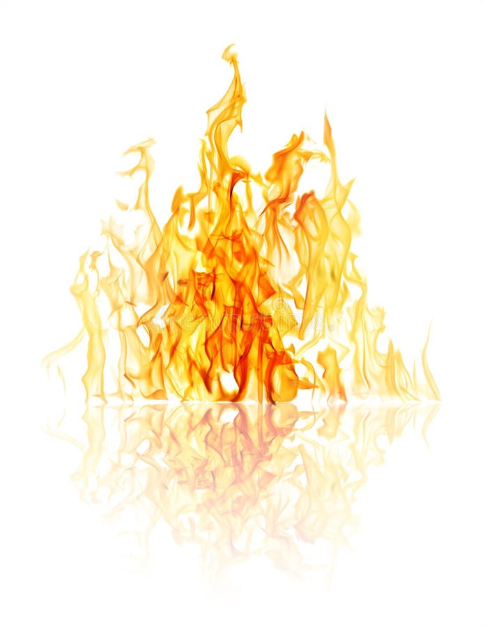 High Yellow Flame with Dark Center with Reflection Stock Image - Image ...