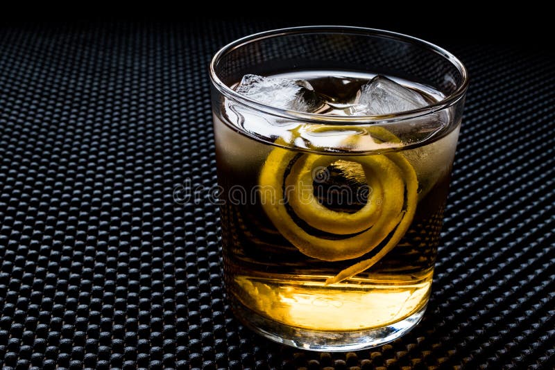 Highball Cocktail with Lemon Peel and Ice. Stock Image - Image of fruit ...