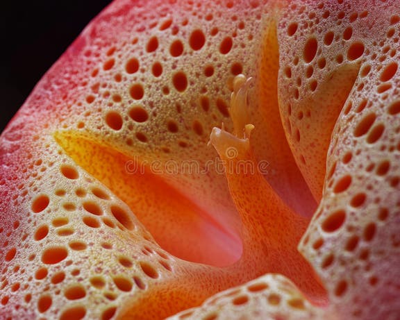 Highdetail Macro Rendering of Peach Pit Kernel Crosssection Stock ...