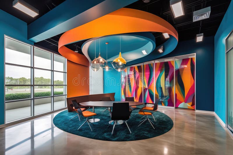 Highenergy Office Room with Vibrant Colors and Bold Patterns ...