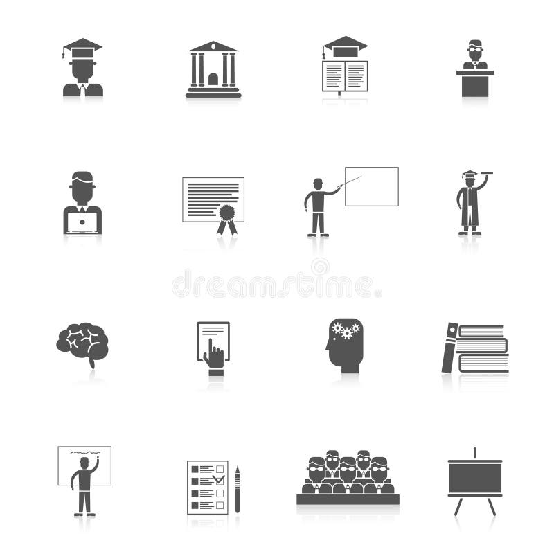 Higher Education Icon Set stock vector. Illustration of document - 48182462