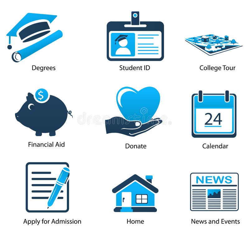 Higher Education Icons Set Three Stock Illustration - Illustration of ...