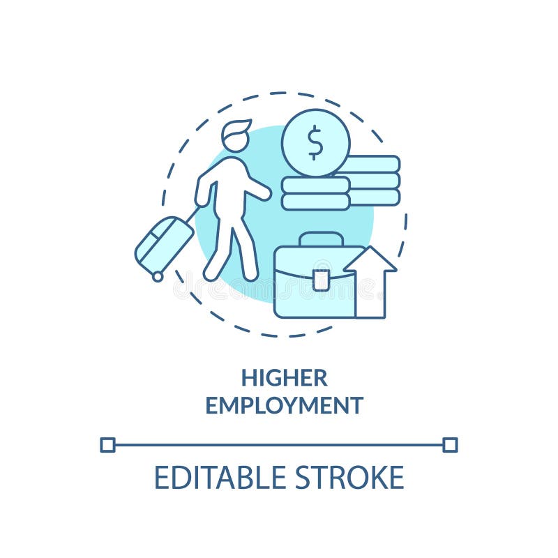 Higher Employment Turquoise Concept Icon Stock Vector - Illustration of ...
