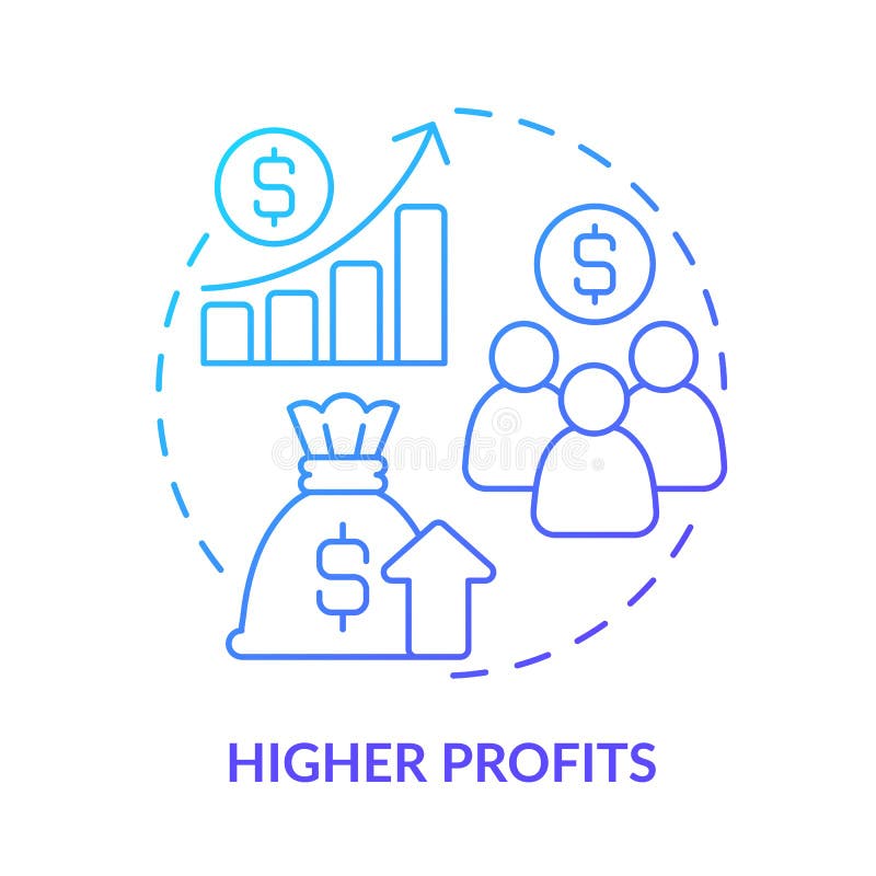 Higher Profits Blue Gradient Concept Icon Stock Vector - Illustration ...