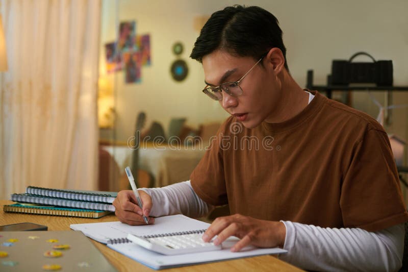 Student Preparing for Math Test Stock Photo - Image of project ...