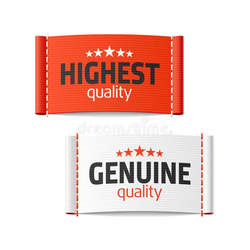 Highest and Genuine Quality Clothing Labels Stock Vector - Illustration ...