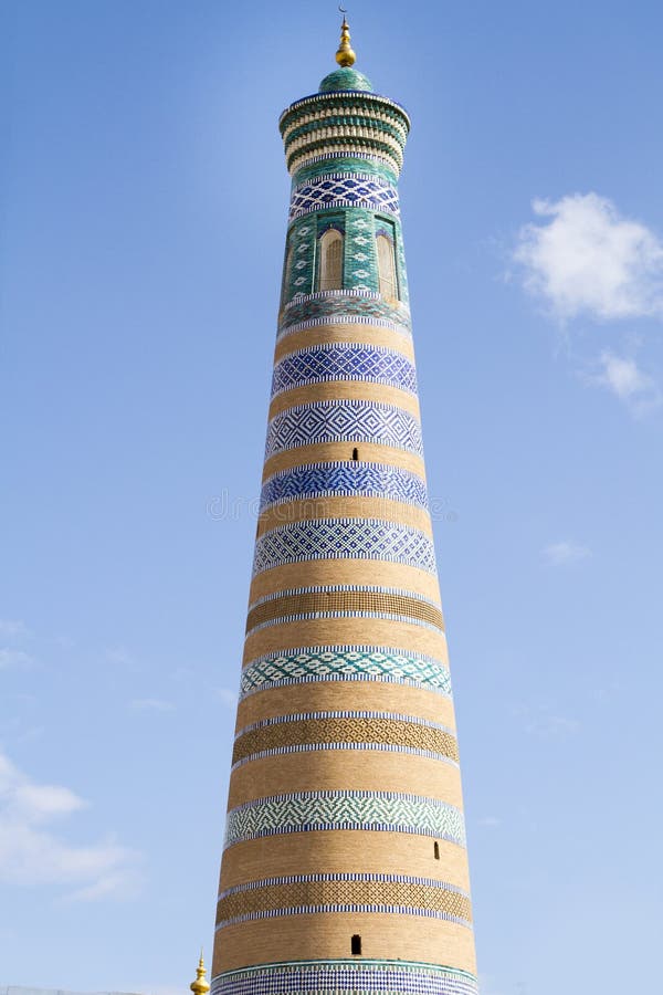 Highest Minaret in Khiva - Islam Khoja Stock Photo - Image of ...