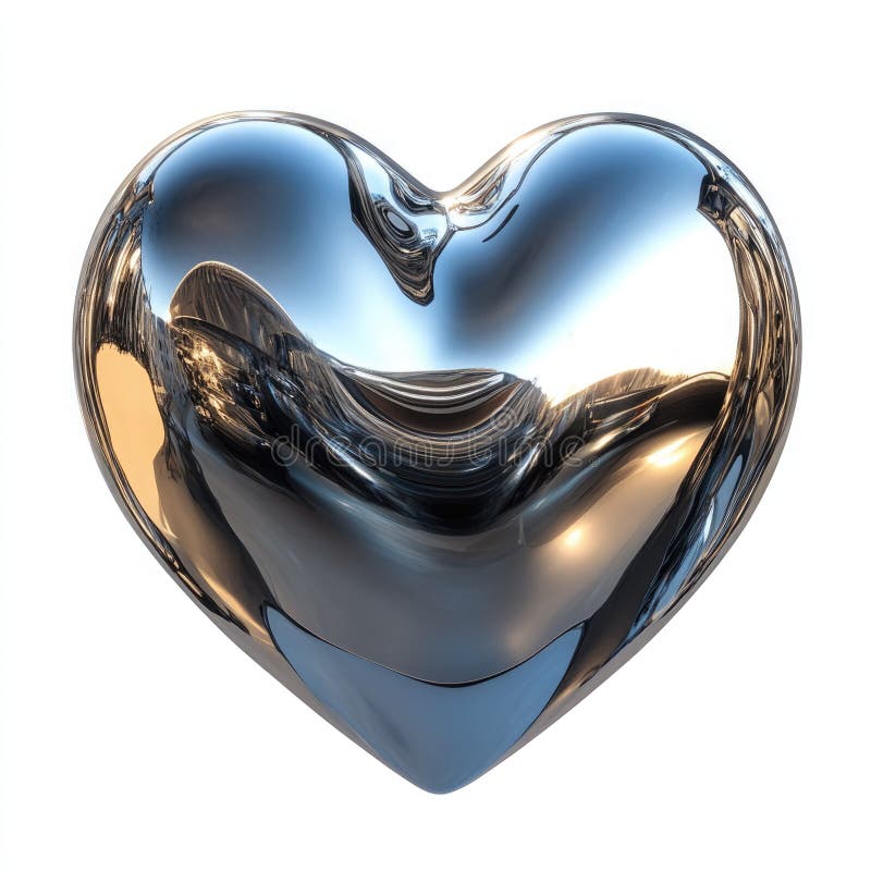 Shiny D Metallic Heart on Transparent Background Stock Photo - Image of ...