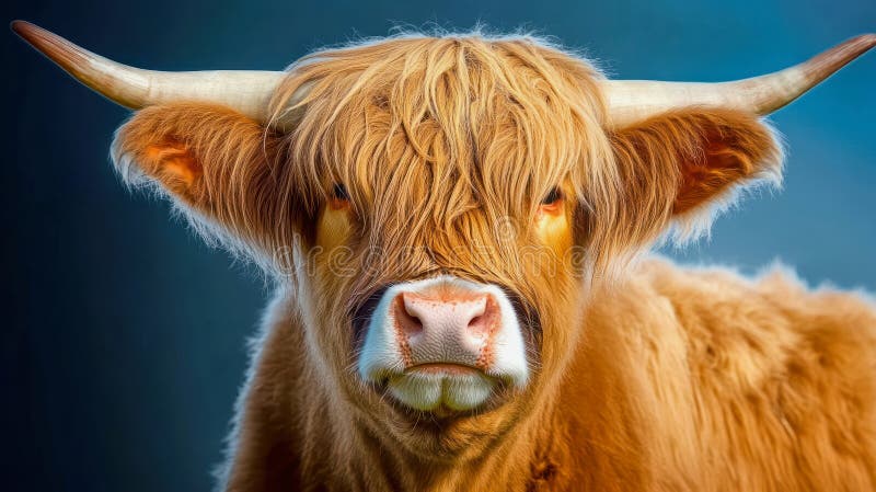 Highland Cattle with Shaggy Fur Gazes Calmly in a Serene Pasture ... Highland Cattle with Shaggy Fur Gazes Calmly in a Serene Pasture ...