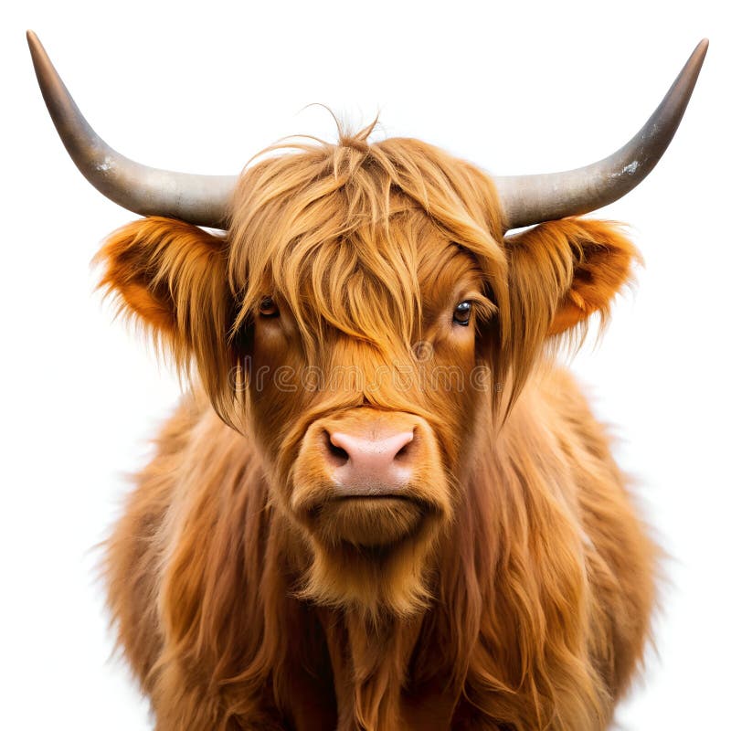 Highland Cattle on White Background Stock Illustration - Illustration ...