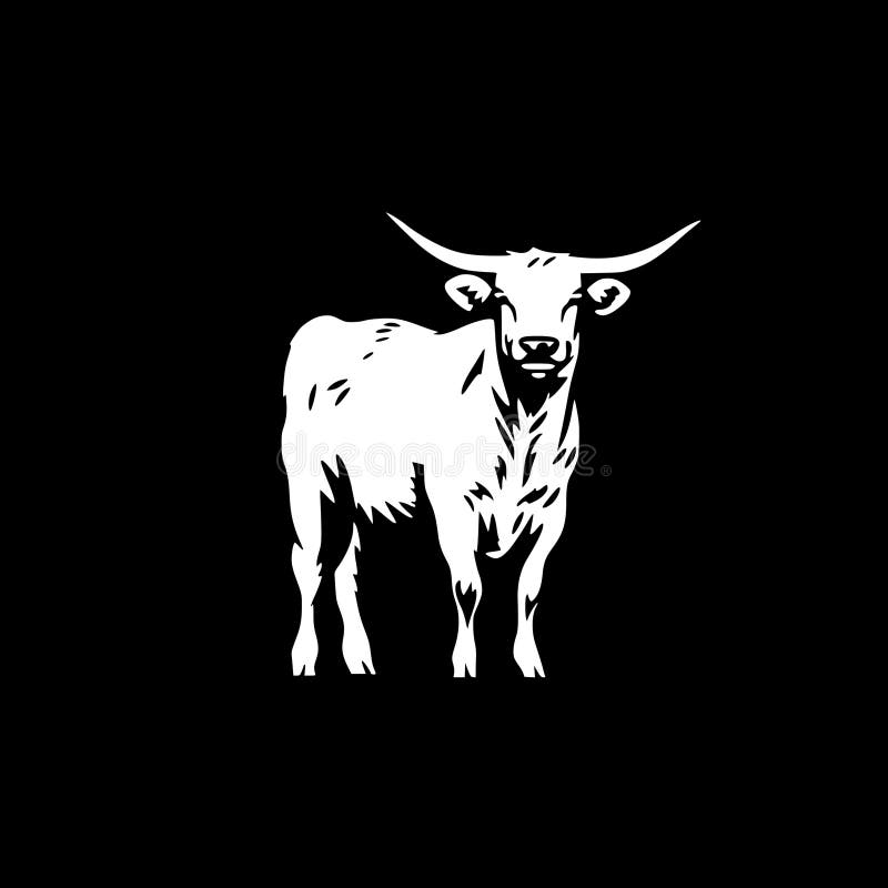 Highland Cow - Black and White Isolated Icon - Vector Illustration Stock Vector - Illustration ...