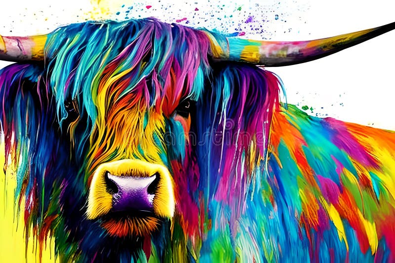 Highland Cow of Different Colors Stock Illustration - Illustration of ...