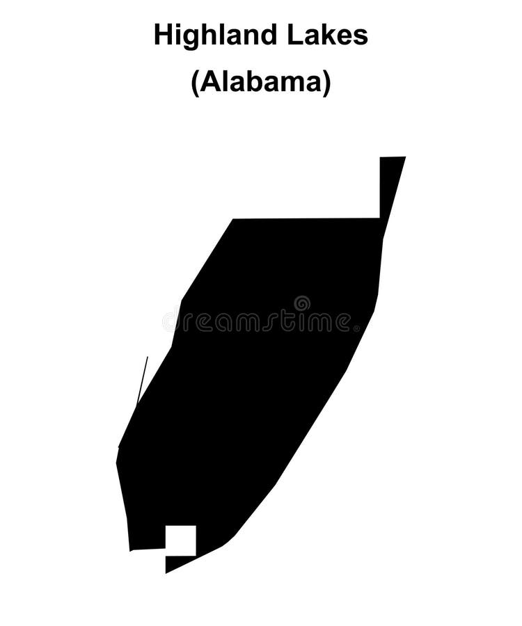 Highland Lakes outline map stock vector. Illustration of vector - 385902011