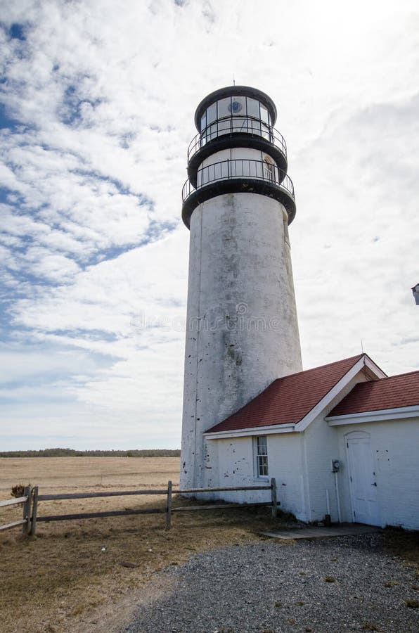 Highland Lighthouse on Cape Cod, Portrait View Stock Image - Image of ...