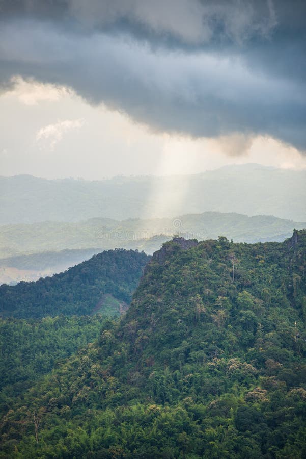 The Highland Mountains with the Ray Light. Stock Photo - Image of ...