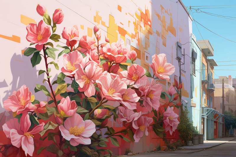 Highlight the Beauty of Flowerthemed Street Art Stock Illustration ...